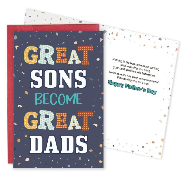 ・A proud and heartfelt Father's Day card celebrating your son as he steps into fatherhood・The card measures 8" x 5.3" fo...