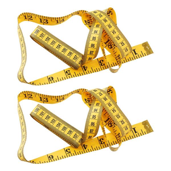 表裏両面に目盛りを印刷した柔軟なソフト巻尺、2本セット。全長3m（120インチ）でウエスト・ヒップなど体型測定に加え、裁縫・手芸・クラフトにも活躍。大きく読みやすい黒文字目盛りで迅速に寸法確認できる。軽量コンパクトで携帯性抜群。耐摩耗素材で...