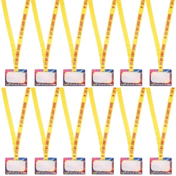 ・INSPIRED VBS DESIGN: Featuring a burst of light design on the name tag with the words, "Jesus is the light of the world...