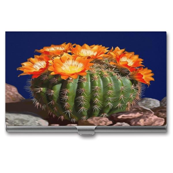 ・Premium Aluminum Alloy Craftsmanship: This Blooming Barrel Cactus business card case is meticulously constructed from a...