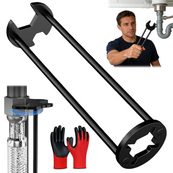 ・【360° Swivel Head Reaches the Unreachable】Stop wrestling in the dark under your sink. This plumbing repair wrench featu...