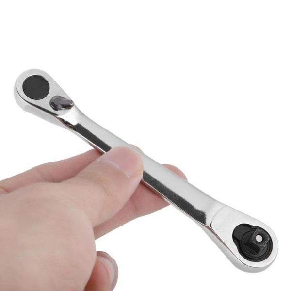 ・Compact 2-in-1 Double Head Design: Features dual 1/4" (6.35mm) drive heads-one square drive for sockets and one hex int...