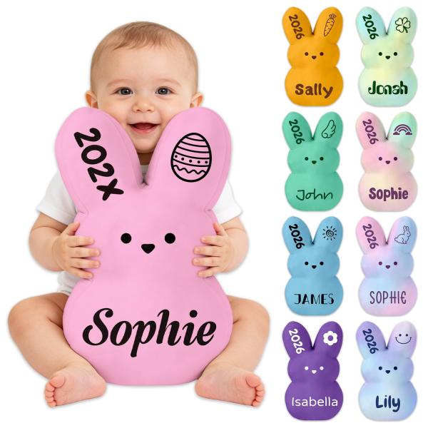 ・Great Easter Basket Stuffer: A thoughtful gift idea for son and daughter's first Easter, a personalized rabbit plush pi...