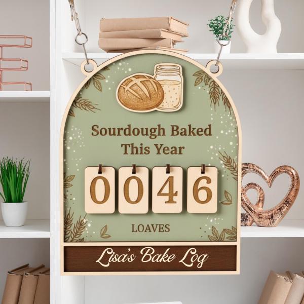 ・[ARTISAN HOME BAKERY DESIGN]: Track your sourdough journey with this elegant wooden arch sign featuring rustic wheat st...
