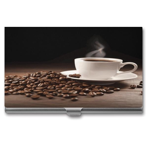 ・1. Premium Polished Aluminum Alloy Material: The Coffee Cup And Coffee Bean business card holder is crafted from polish...