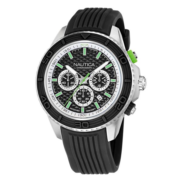 ・Silver Tone 48mm recycled (90%) stainless steel case with mineral glass crystal.・Black dial chrono movement with date a...