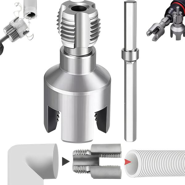 ・【Integrated Dual Threading Design】This 4 in 1 pipe threading tool combines internal and external threading functions in...
