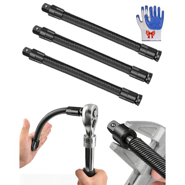・【Flexible Reach for Tight Spaces】 This 1/2-inch flexible shaft extension is designed to bend and rotate, allowing you t...