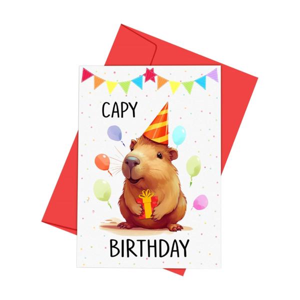 ・Appealing Capybara Pattern: Featuring a and interesting Capybara pattern design, this birthday card captures attention ...