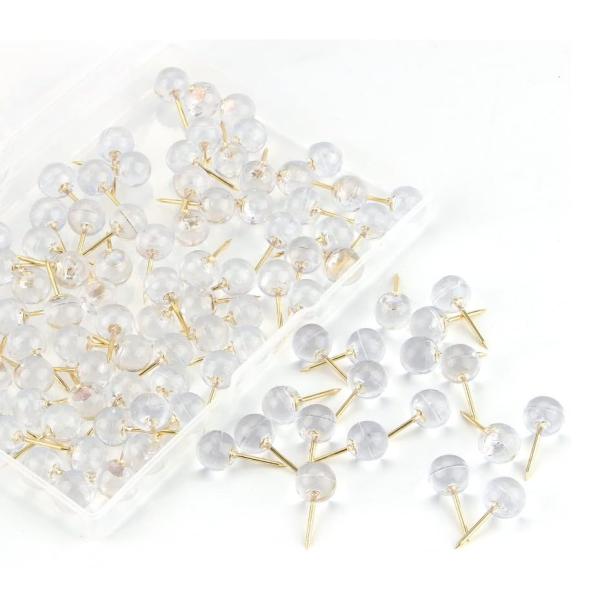 ・【Sufficient Quantity ＆ Stylish Design】 Includes 100 clear round push pins. The round head with pearl finish adds a deco...