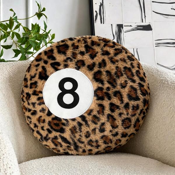 ・Wild Meets Classic - Leopard Print 8 Ball Design:This cheetah 8 ball pillow combines the bold look of animal print with...