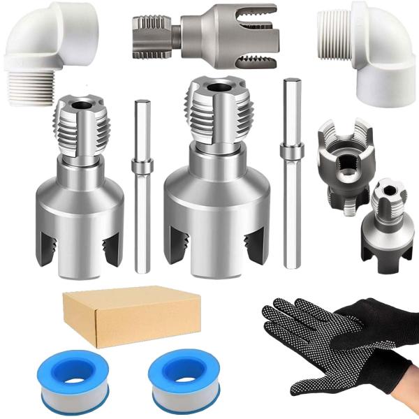 ・4 in 1 Water Pipe Wrench: This integrated internal and external threading tool perfectly threads both internal and exte...