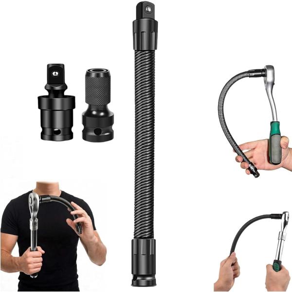・【Flexible Design for Hard-to-Reach Areas】These premium flex tools include a high-performance 1/2 flexible shaft extensi...