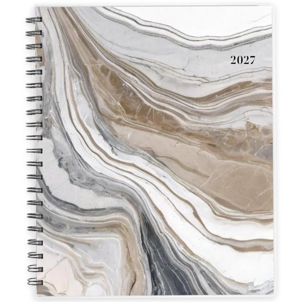 ・A sophisticated brown marble design brings style to your planning. This weekly monthly planner covers 12 months from Ja...