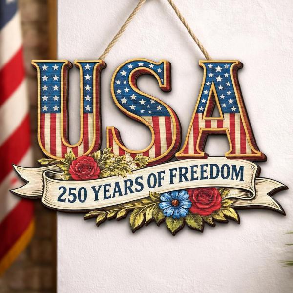 ・Patriotic USA 250th Anniversary Door Sign: Celebrate the historic America 250 milestone (1776-2026) with this beautiful...