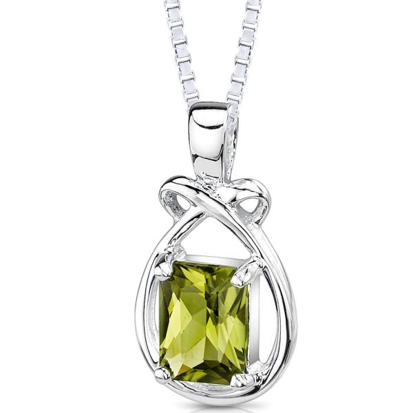 商品名: 1.50 Carats Genuine Emerald Cut Peridot Sterling Silver Pendant Necklace Peora Peridot Pendant Necklace for Women 9...