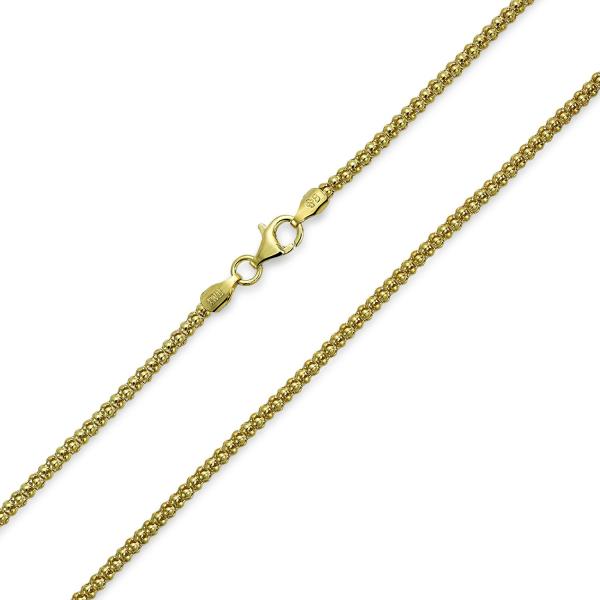 商品名: バリ風ポップコーン・コレアナチェーンネックレス ブラックオキシダイズド 14Kゴールドプレート スターリングシルバー 030ゲージ Made In Italy 18 Inch Bali Style Popcorn Coreana ...