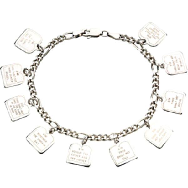 商品名: スターリングシルバー十戒のチャームブレスレット、7?" The Men's Jewelry Store (for HER) Sterling Silver Ten Commandments Charm Bracelet, 7"ブラ...