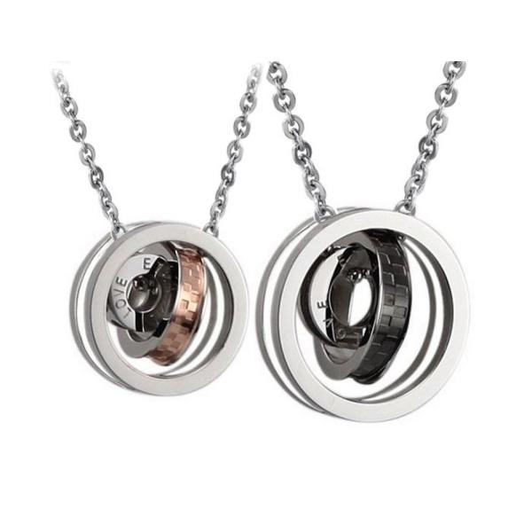 商品名: His and Hers MatchingネックレスペンダントセットEternal Love Interlocking Circlesステンレススチール Pearlina His and Hers Matching Necklac...