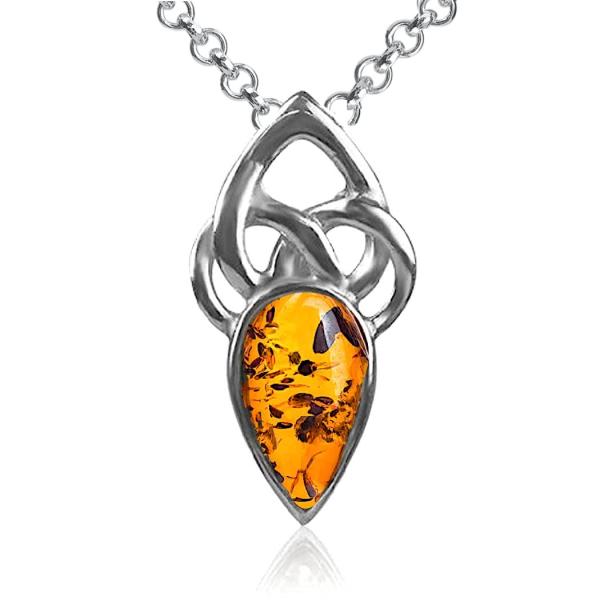 商品名: Ian and Valeri Co. アンバースターリングシルバー ケルトペンダントネックレス 18インチ, S, 樹脂, 琥珀 Ian and Valeri Co. Amber Sterling Silver Celtic Pe...