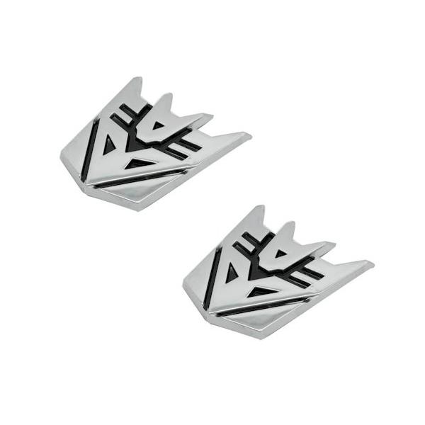 商品名: Decepticon ペア クロム仕上げ PVC 自動車用エンブレム - 高さ1インチ Transforming Auto Robot Decepticon Pair Auto Emblem - [Chrome][1'' Tall...