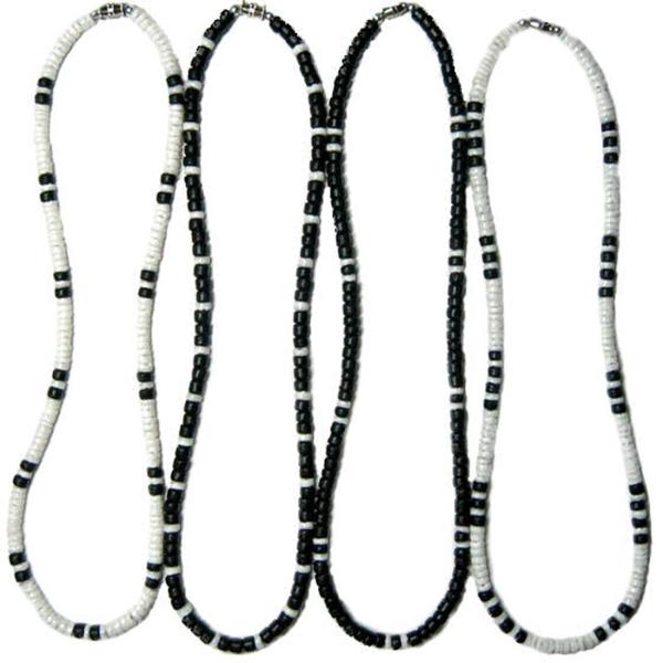 商品名: ネイティブ宝物 ? 18 " Set of 4 Pukaシェルネックレス ? 5 mm ( 3 / 16インチ) Native Treasure - Set of 4, Real Black Coconut Beads and W...
