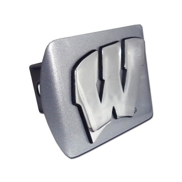 商品名: University of Wisconsin Badgers " Brushedシルバーwithクローム" W "エンブレム" NCAAカレッジスポーツTrailer HitchカバーFits 2インチオート車トラック受信機 U...