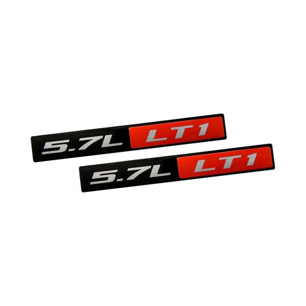 商品名: 2 x (Pair / Set) Red Black 5.7L Liter LT1 Real Aluminum Engine Hood Emblem Badge Nameplate for GM General Motors Pe...