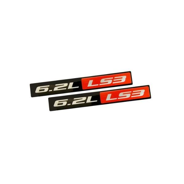 商品名: 2 x (Pair/Set) Red Black 6.2L Liter LS3 Real Aluminum Engine Hood Emblem Badge Nameplate for GM General Motors Perf...