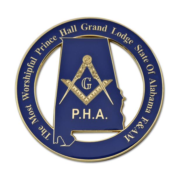商品名:  The Most Worshipful Prince Hall Grand Lodge State of Alabama F&amp;AM Masonic Auto Emblem - [Blue &amp; Gold][3'' ...
