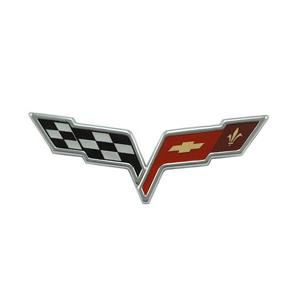 商品名: 2005 ? 2013 C6コルベットフロントフードCrossed Flagsバッジ; OEM工場エンブレム 2005-2013 C6 Corvette Front Hood Crossed Flags Badge; OEM Fa...