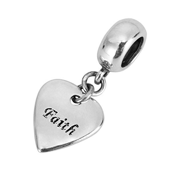 商品名:  Adabele 1pc Authentic Sterling Silver Hypoallergenic Faith Love Heart Bead Charm Compatible with Pandora All Other...
