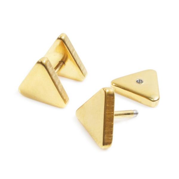 商品名: ペアステンレススチールゴールド色三角形ねじスタッドイヤリング6 mm Pair Stainless Steel Gold Color Triangle Screw Stud Earrings 6mmブランド: Steelmeup高...