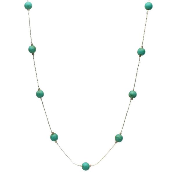 商品名: シミュレートターコイズストーンIllusion駅スターリングシルバーチェーンネックレス Simulated Turquoise Stone Illusion Station Scatter Sterling Silver Chai...