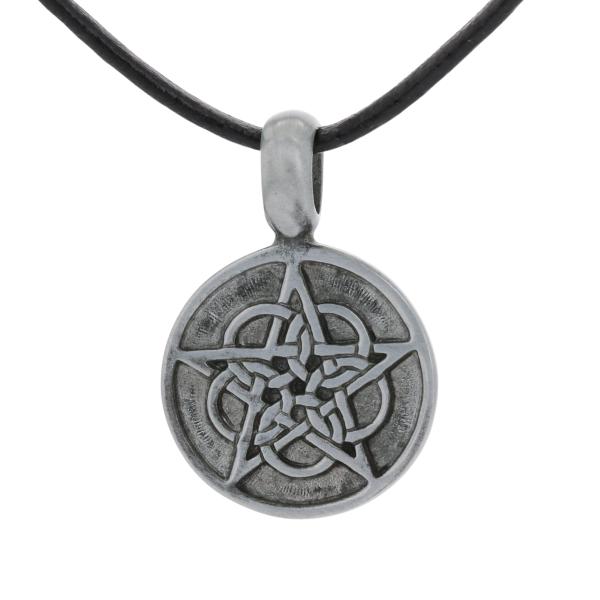 商品名: ジュエリートレンドピューターユニセックスブラックエナメルケルトスターペンダントと18インチブラックレザーネックレス Jewelry Trends Celtic Pentacle Five Element Star Pewter P...