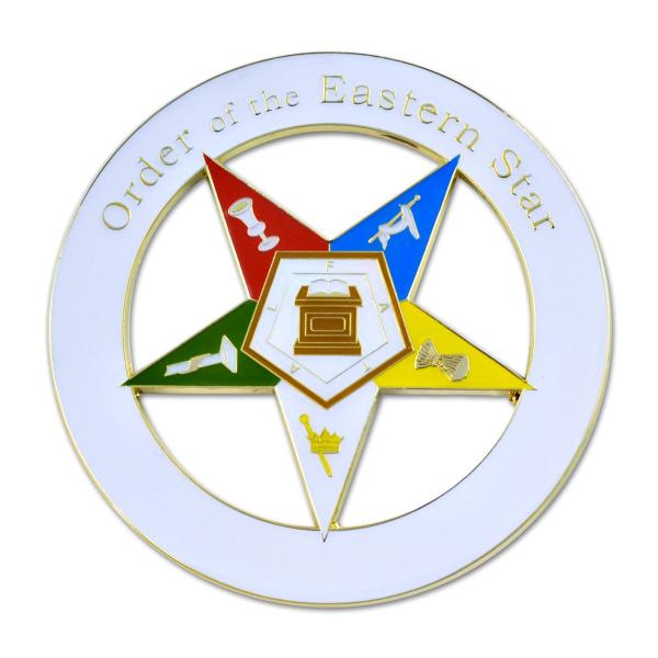 商品名: Masonic ExchangeホワイトEastern Star ( OES )オートエンブレム車デカール Order of the Eastern Star Round Masonic Auto Emblem - [White ...