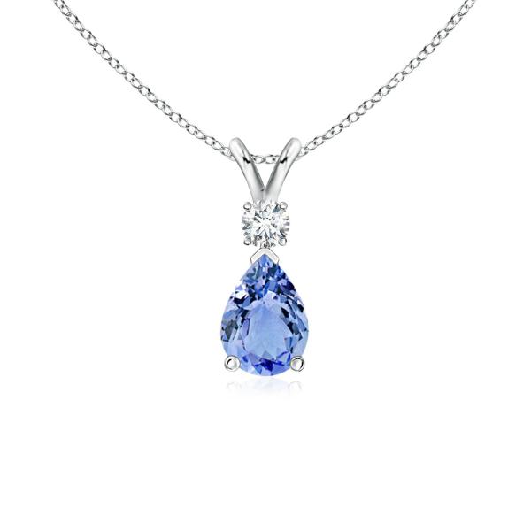 商品名: Holiday Offer ? 梨タンザナイトティアドロップペンダントネックレスwithダイヤモンド Angara Natural Tanzanite Solitaire Pendant Necklace for Women, G...