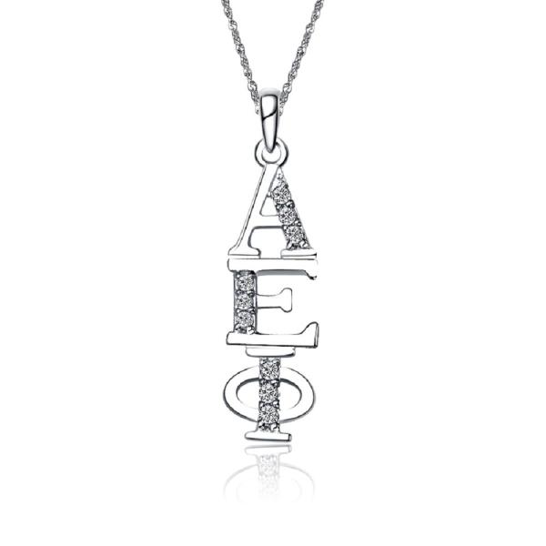 商品名: Alpha Epsilon Phi垂直シルバーネックレスA 18?cmシルバーチェーン(aep-p001?) Greek Star Alpha Epsilon Phi Vertical Silver Necklace with a...