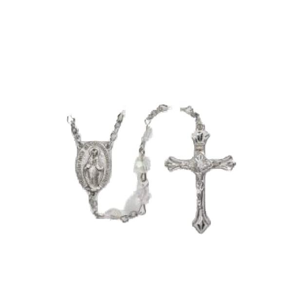 商品名: Men, Womens or Childrens Catholic Rosary, Acrylic Faceted Silver &amp; Clear Ab Finish Rosary, Great for First Comm...