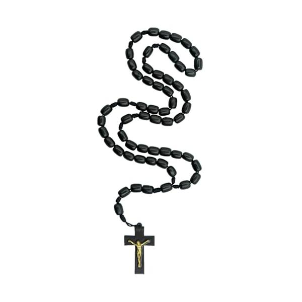 商品名: メンズロザリオネックレス ハンドメイド 木製 ブラジル製 17インチ Catholica Shop Catholic Religious Wear Handmade Wood Rosary Necklace With Crucif...