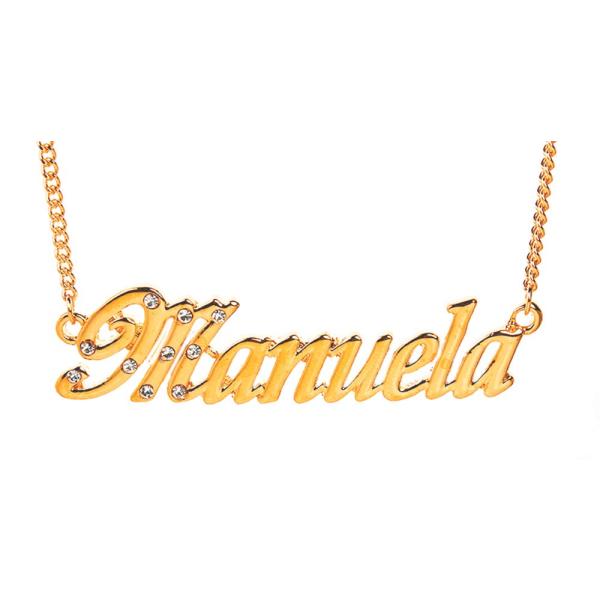 商品名: 名前ネックレス" Manuela "???18?Kイエローゴールドメッキ Name Necklace Manuela - 18K Gold Plated - Personalized Name Necklace - Customi...