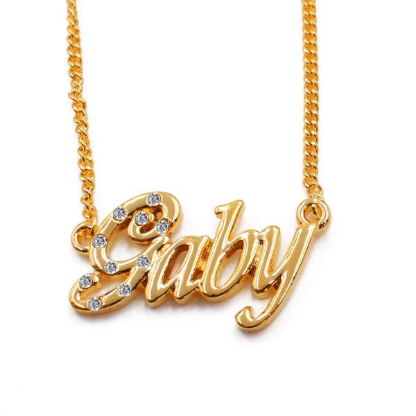 商品名: 名前ネックレス" Gaby"???18?Kイエローゴールドメッキ Zacria Gaby Name Necklace 18K Gold Plated Personalized Dainty Necklace - Jewelry G...