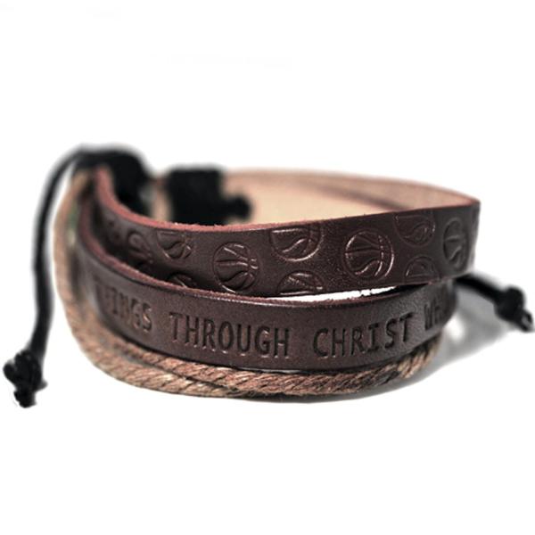 商品名: バスケットボールPhil 4?: 13レザーブレスレットI Can Do All Things FORGIVEN JEWELRY Basketball Stamped Leather Bracelet Phil 413 I Can...