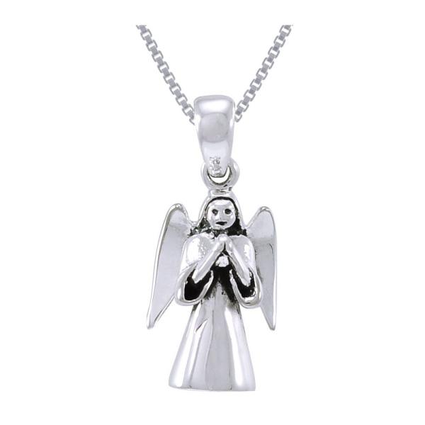 商品名: ジュエリートレンドスターリングシルバーPraying Angelペンダント上18インチボックスチェーンネックレス Jewelry Trends First Communion My Little Angel Sterling Si...