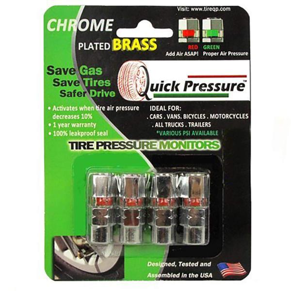 商品名: Quick Pressure QP-000090 クロムメッキ真鍮 90psi タイヤ空気圧モニタリングバルブキャップ (4個パック) Quick Pressure QP-000090 Chrome Plated Brass 90...