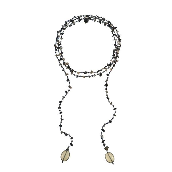 商品名: 輝くオーラReconstructedブラックagate-smokeyガラスLariatネックレス AeraVida Sparkling Aura Reconstructed Black Agate-Smokey Glass Lar...