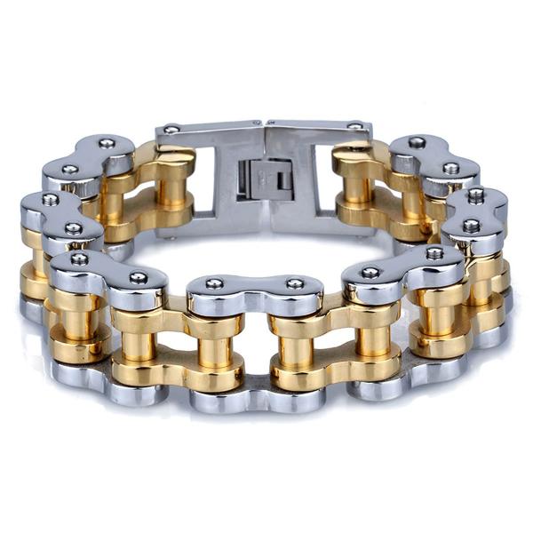 商品名: Silking ジュエリー ヘビーメタル ステンレススチール メンズ オートバイ チェーンブレスレット シルバー腕輪 Silking Jewelry Heavy Metal Stainless Steel Men's Motorc...