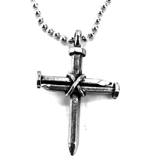 商品名: Nail Cross on 24 "ボールチェーン Forgiven Jewelry 3 Nails Wire Wrapped Cross on Ball Chainブランド: FORGIVEN JEWELRY高さ: 8.1cm横...