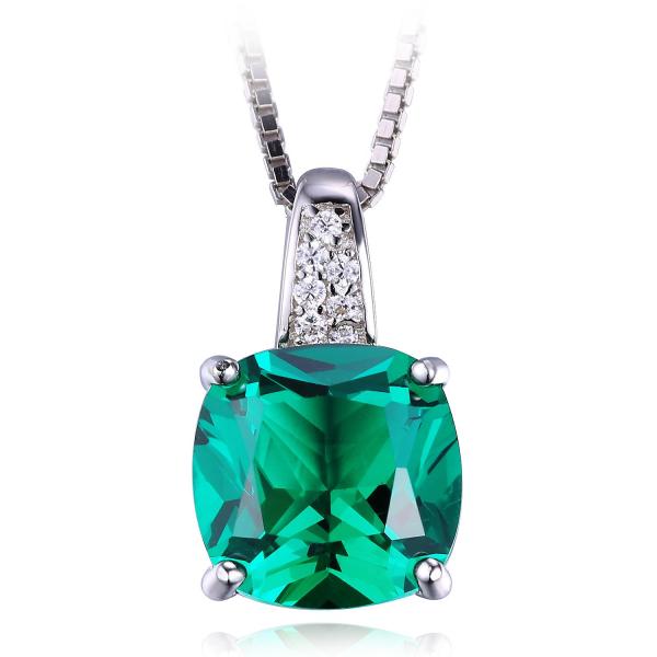 商品名: jewelrypalaceクッション3.4?CT SimulatedグリーンロシアNanoエメラルドソリティアペンダントネックレス925スターリングシルバー18インチ JewelryPalace Cushion Cut 6ct S...