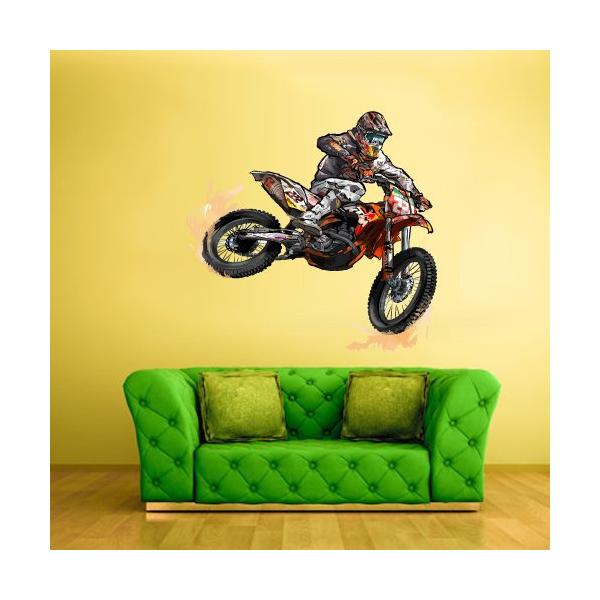 商品名: フルカラー壁デカール壁画ステッカー装飾アートポスターギフトDirtyバイクモトクロスジャンプMotocycle汚れMoto ( col334 ) Dirt Bike Wall Decal Motocross Jump Motorc...